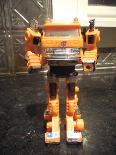 Vtg TRANSFORMERS G1 Autobot Architect Grapple Yellow Crane Toy Action ...