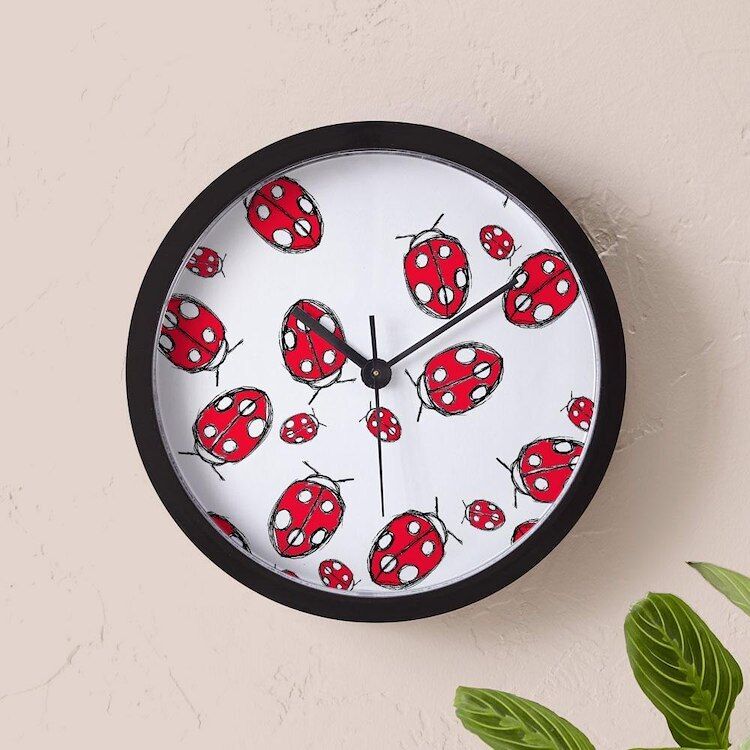 CafePress Ladybug Red 10" Wall Clock (892208256) | eBay