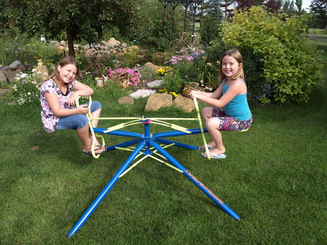 2 Seat Twirl Go Round Whirly Bird Merry-Go-Round Outdoor Child Ride On ...