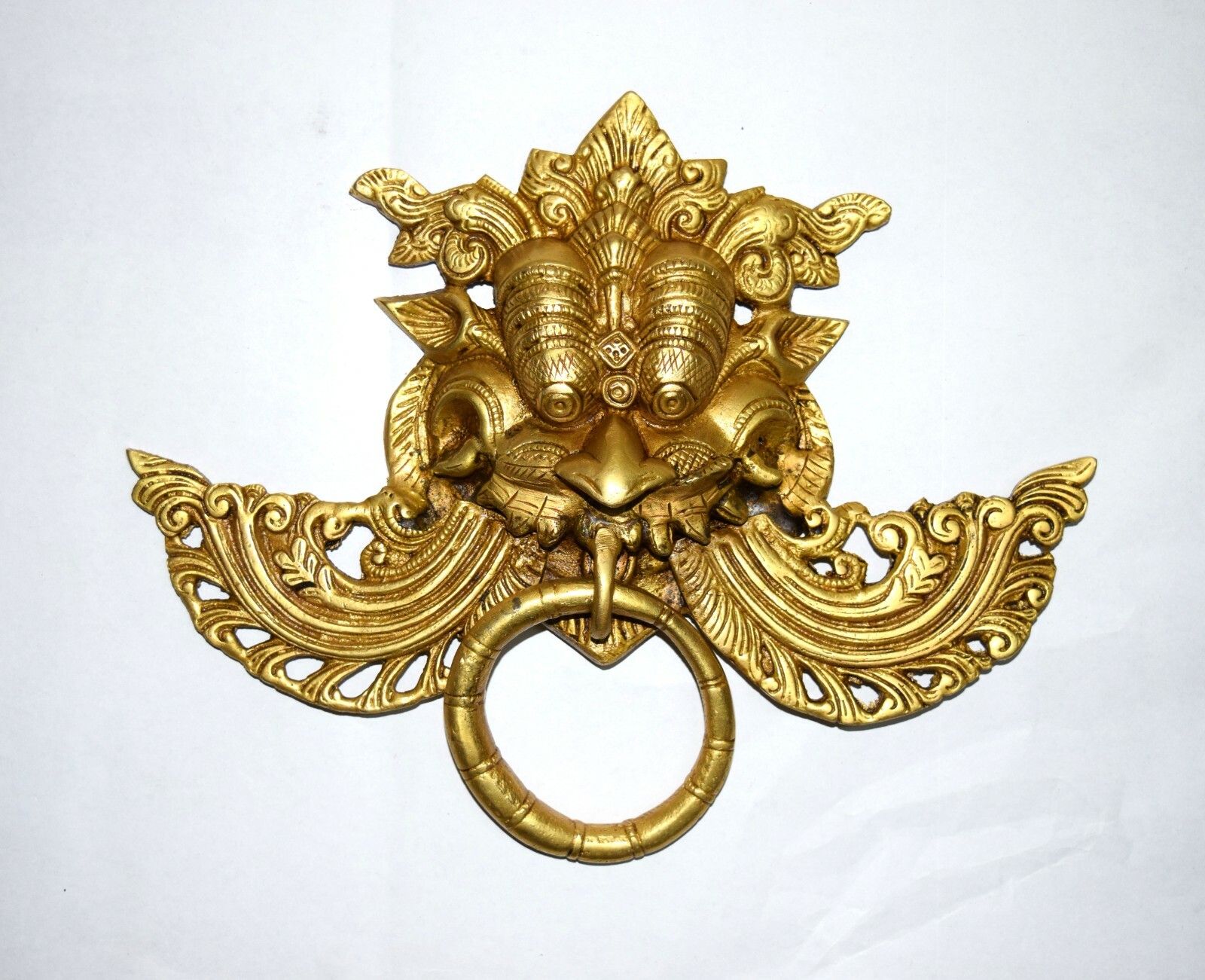 Brass Yali Knocker Creature Face Design Mythology Theme Outdoor Bell ...