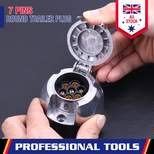 7 Pin Female Round Trailer Plug Slim Adapter Connector Caravan Boat ...