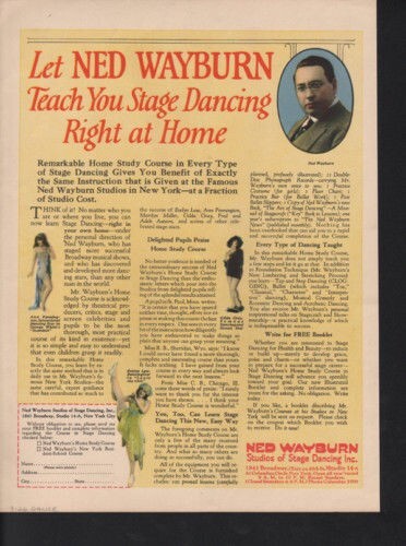 1926 NED WAYBURN STAGE DANCE TRAIN INSTRUCTION BROADWAY THEATRE AD ...