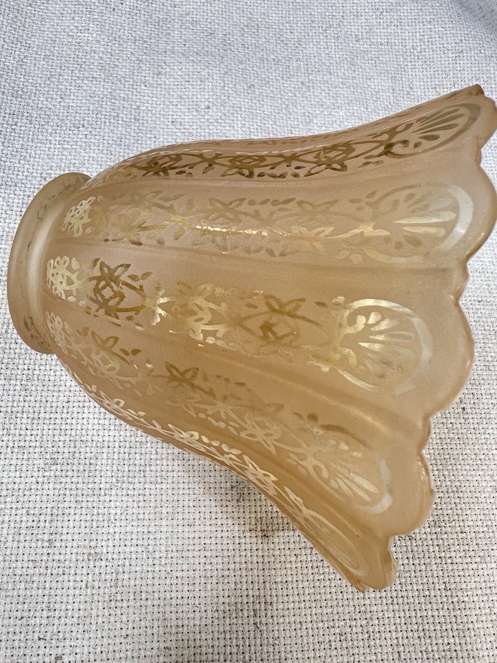 Antique Glass Gas Lamp Shade Gasolier Chandelier Victorian Floral ...