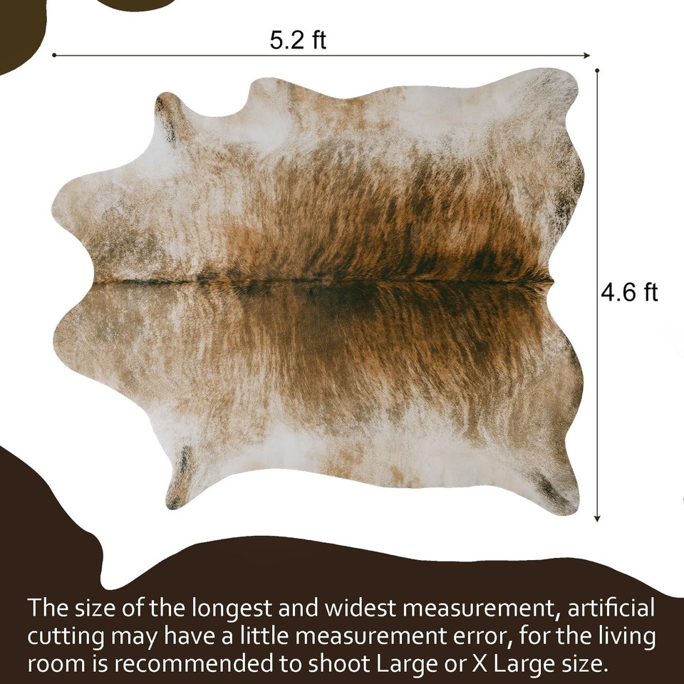 Western Decor Faux Fur Cowhide Rug, 4.6 x 5.2 Feet Premium Animal Skin ...