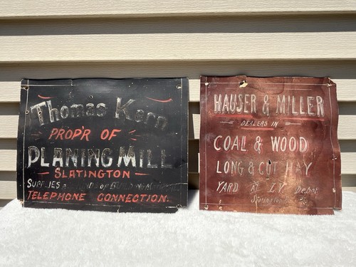 c1910 SLATINGTON PA HAND-PAINTED TRADE SIGNS COAL HAY WOOD PLANING MILL ...
