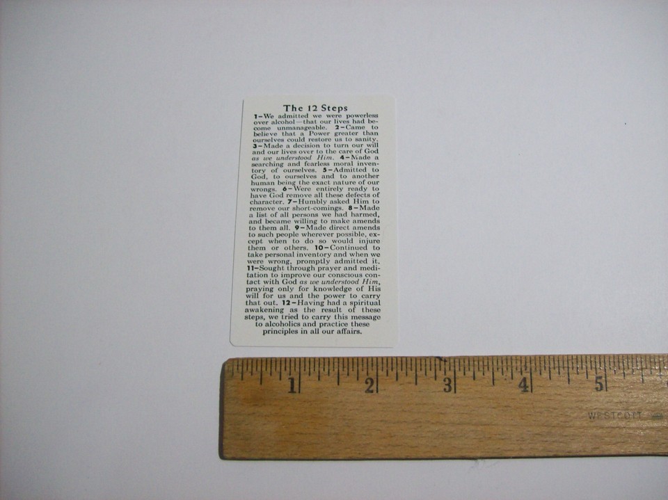 Alcoholics Anonymous Serenity Prayer +12 Steps Card, Vintage Chicago AA ...