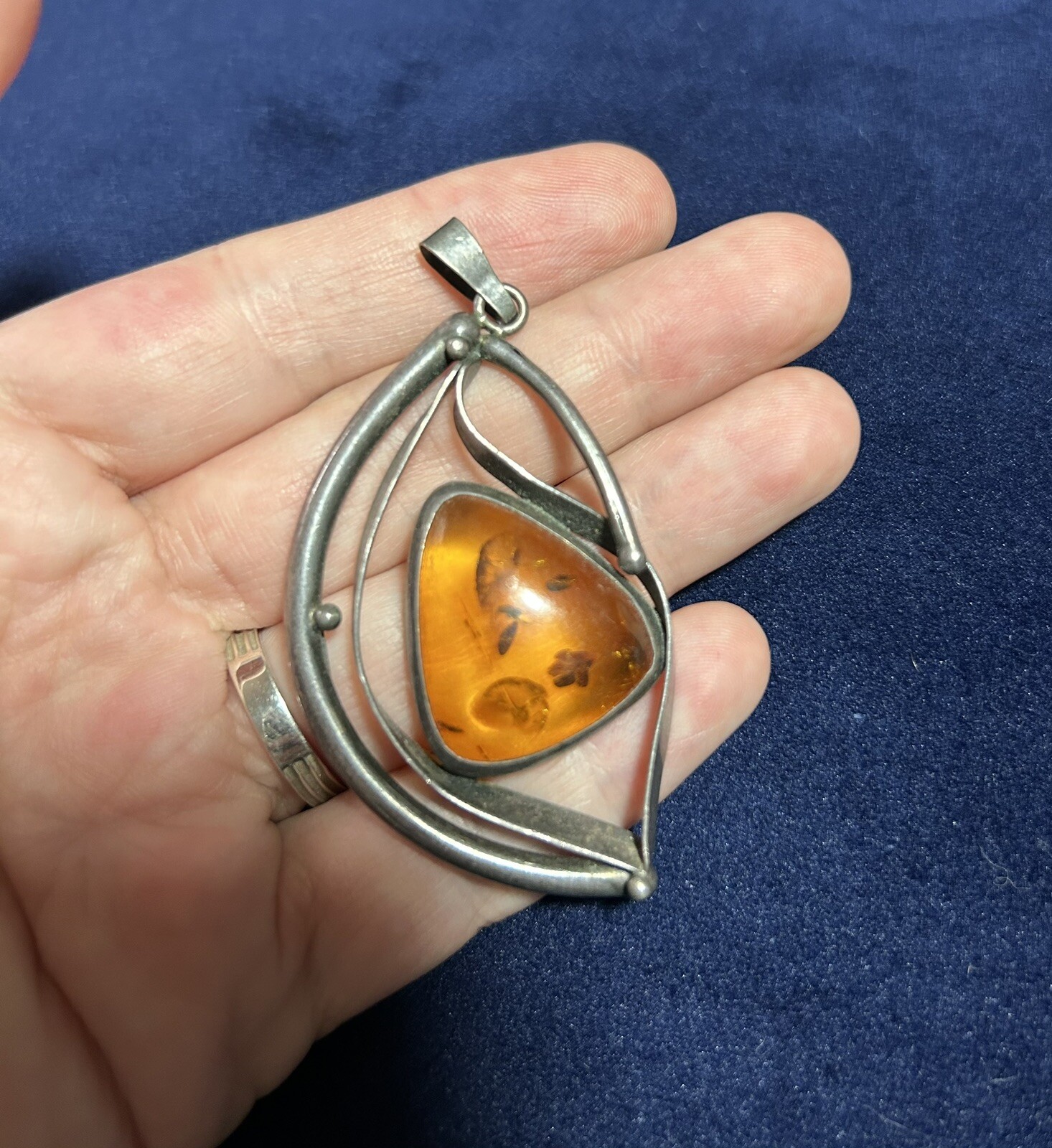 Vintage Modern Amber Pendant large - Gem