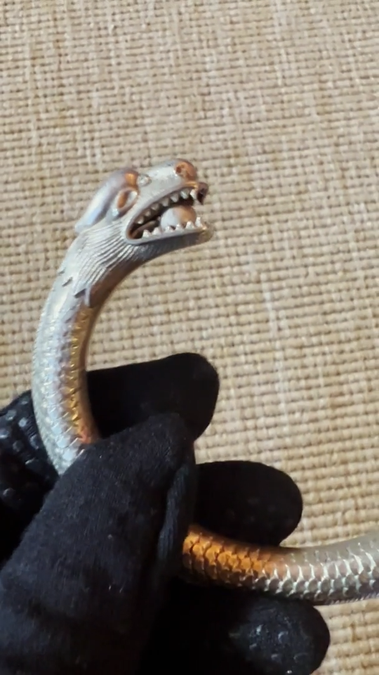 Antique Estate Silver Chinese Dragon Cuff Bracelet with Silver Pearls ...