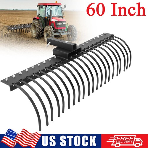 60'' 3 Point Landscape Rock Rake Steel for Category 1 Compact Tractors ...