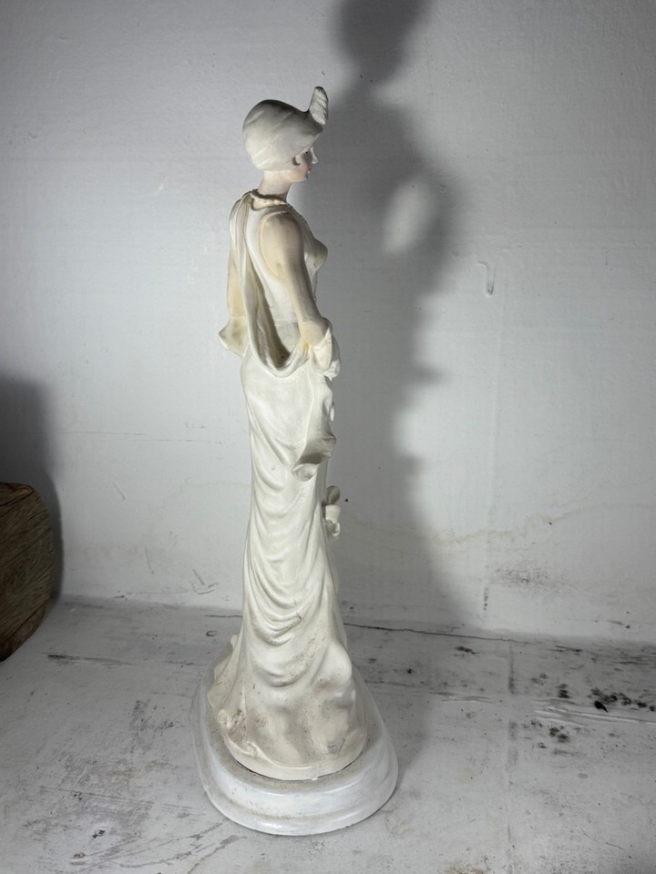 Art Deco Lady Figurine Ornament Collectable 1920's 33cm White Painted ...