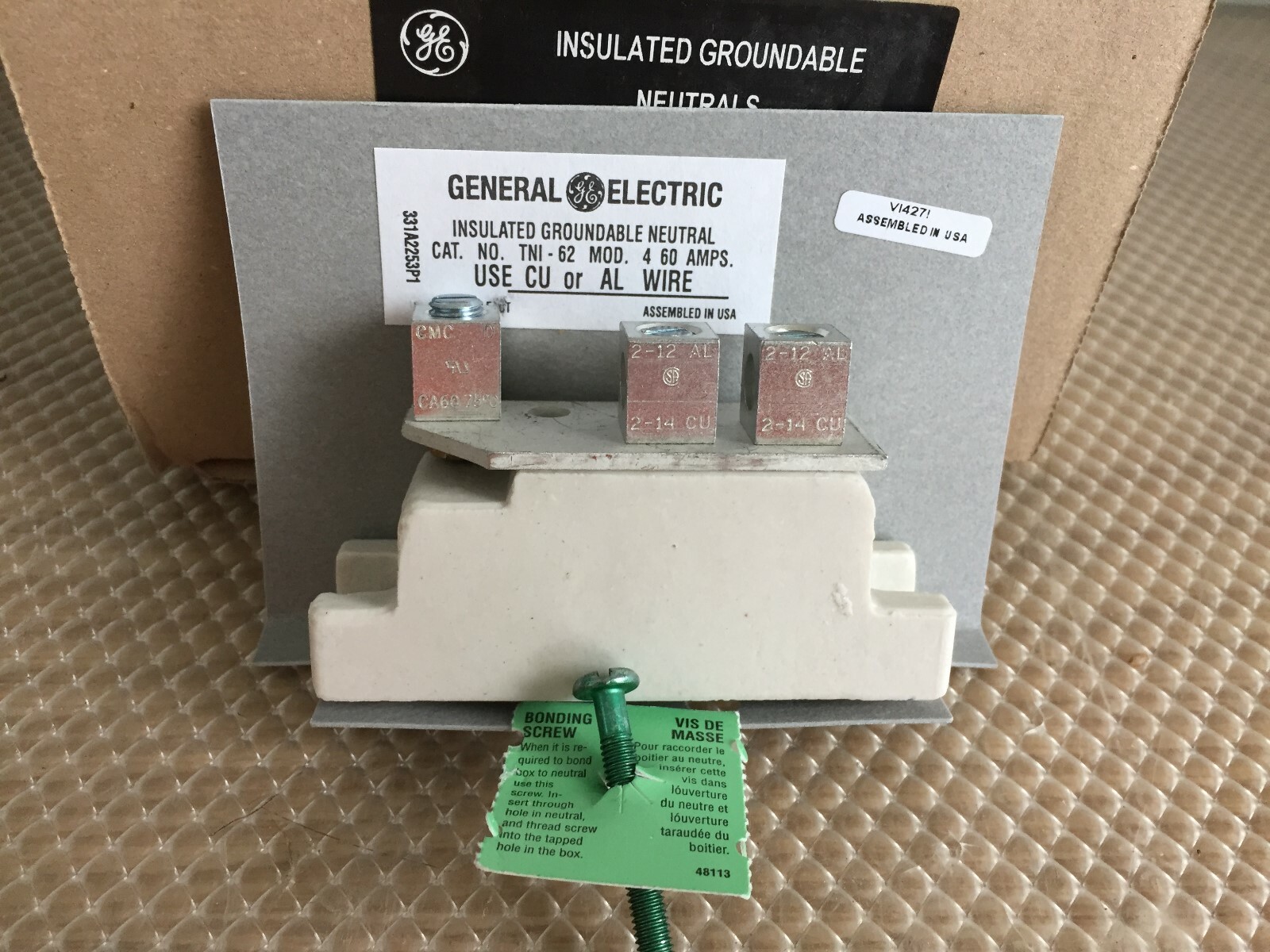 GE TNI62 INSULATED GROUNDABLE NEUTRAL..76 | eBay