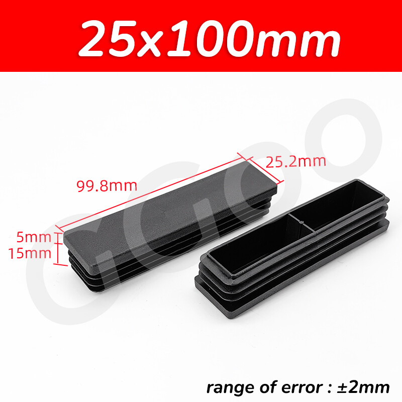 Rectangular Plastic End Caps Tube Inserts Blanking Ribbed Rectangle ...