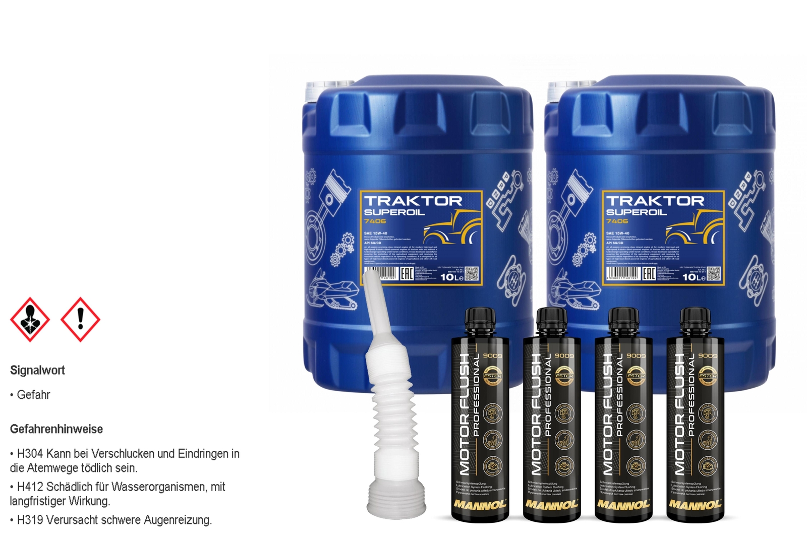 20L MANNOL engine oil TRACTOR SUPEROIL 15W-40 incl. 4 x cleaner engine ...