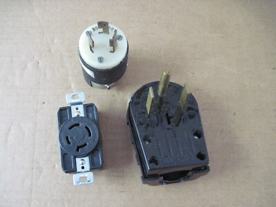 Lot of 3: NEMA L15-20 Receptacle, Hubbell 30A 250V Plug, 30A/50A 125 ...