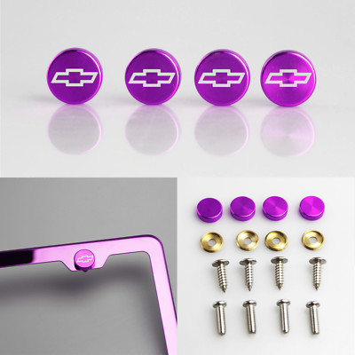 Laser Etched 4 Purple Aluminum Chevrolet License Plate Frame bolts ...