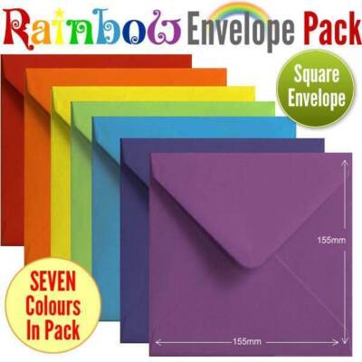105 Colourful Rainbow Envelopes. Multi Coloured S4 Gummed Rainbow ...