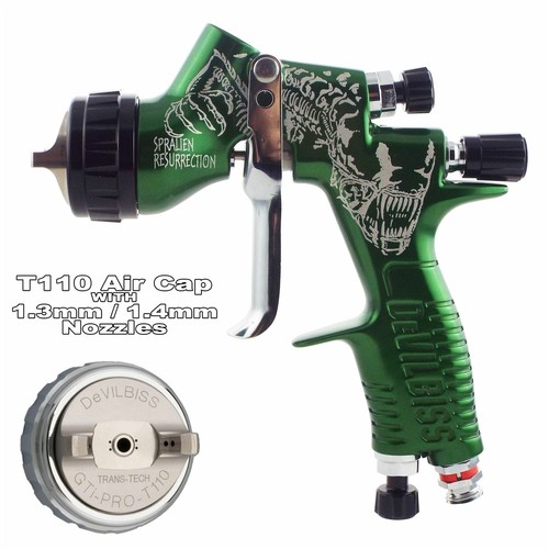 DeVilbiss GTi Pro Lite GT110 1.3/1.4 Tips Limited Edition GREEN 'Alien ...