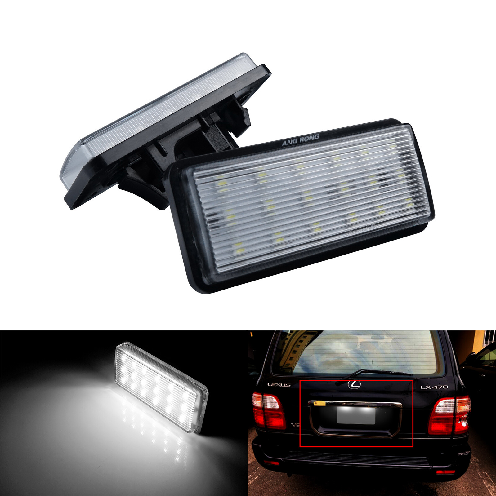 White SMD LED License Plate Light Lamp For Lexus GX LX Toyota Land ...