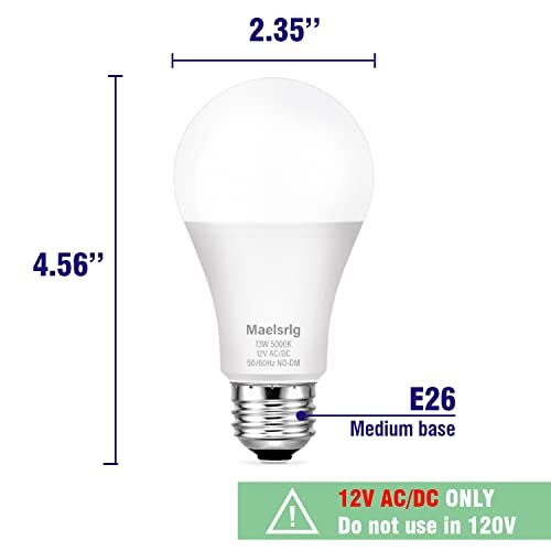 LED 12V Light Bulb 100W Equivalent Soft White 2700K 13W 1200 Lumens 12 ...