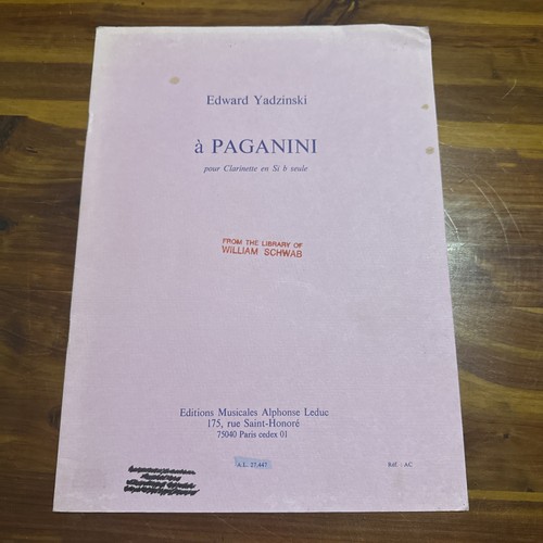 A Paganini By Edward Yadzinski Solo Clarinet Music Book Alphonse Leduc ...