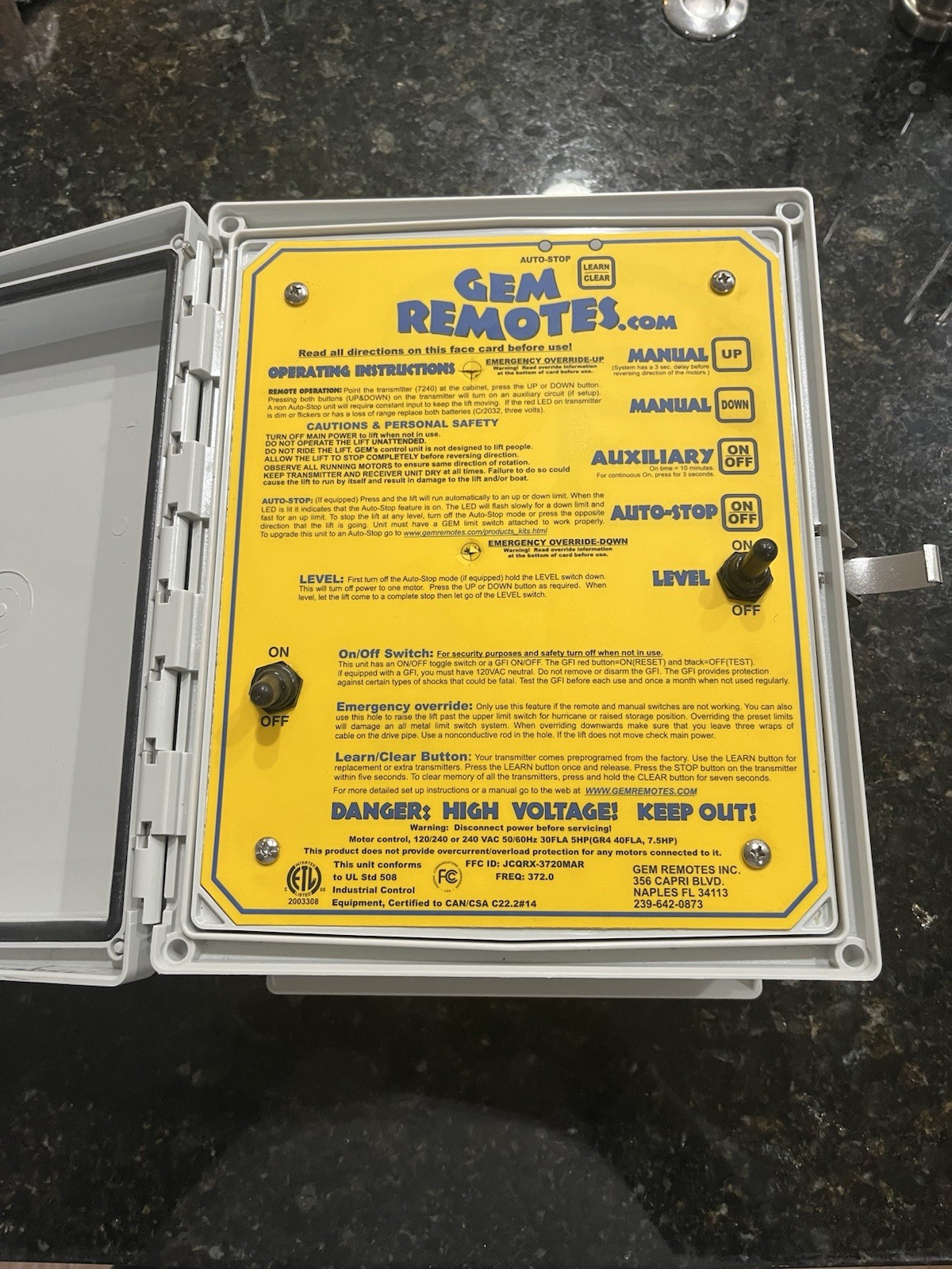 GEM GR2A Remote Control Box NEW! Boat Lift Remote | eBay