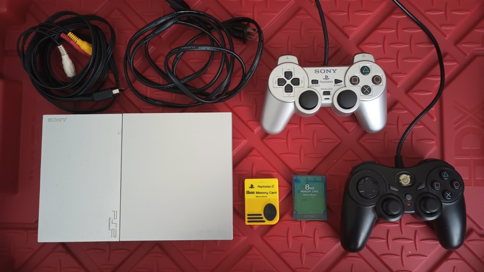 Sony PlayStation 2 PS2 Slim Silver SCPH-90001 Console System Bundle ...