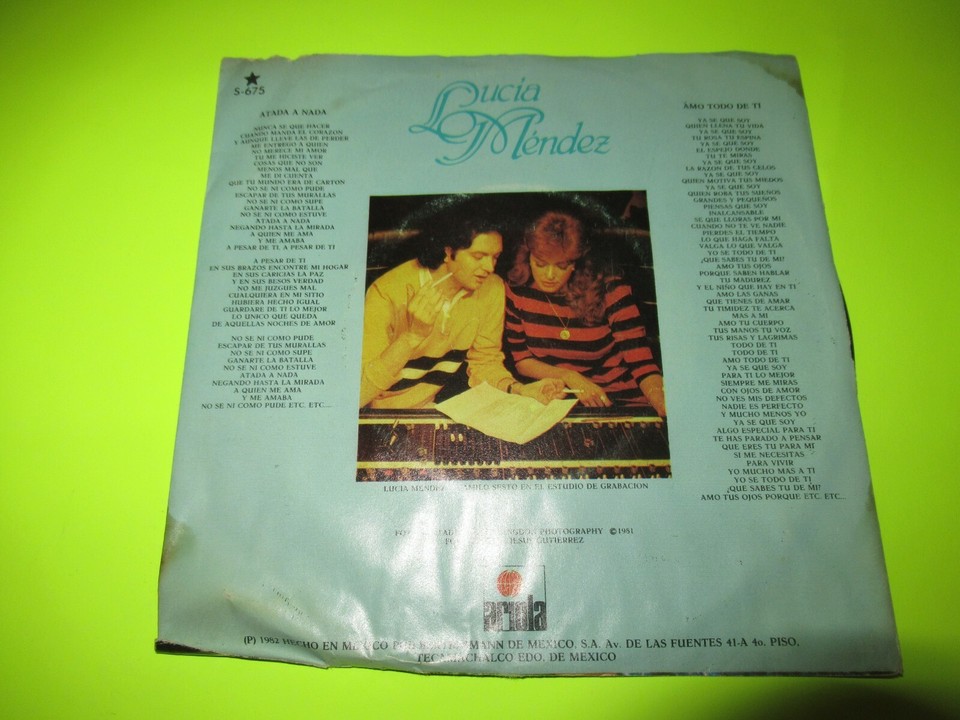 LUCIA MENDEZ ATADA A NADA 7" SINGLE RARE PIC SLEEVE LATIN | eBay