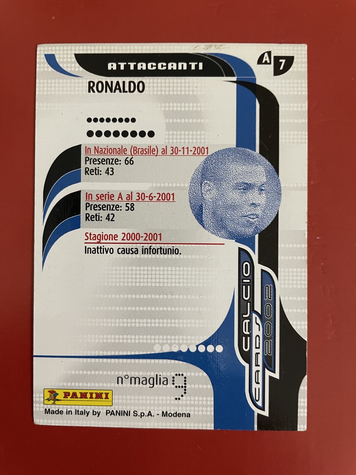 Football Cards 2002 Panini - Ronaldo # A7 Inter New The Phenomenon | eBay
