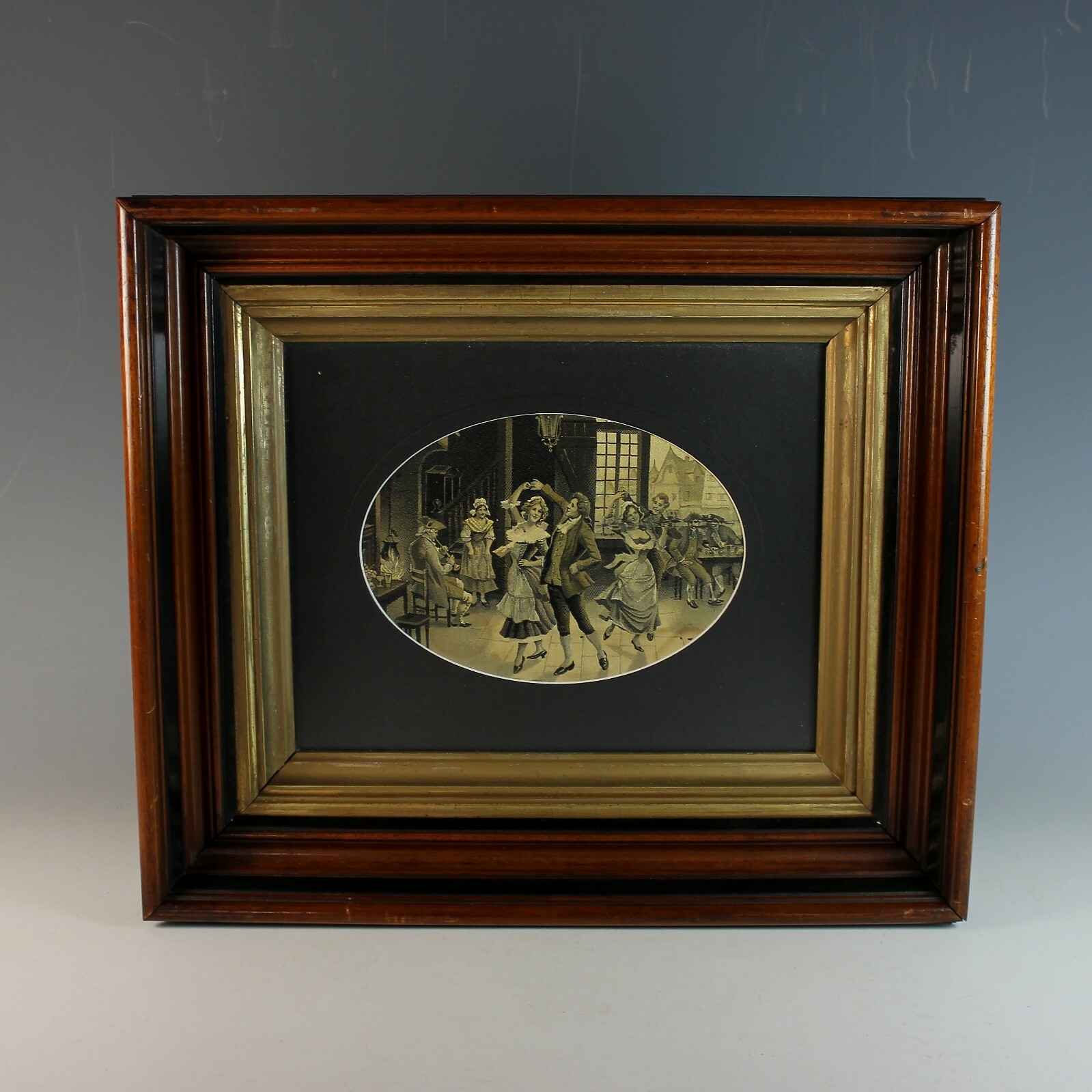 Vintage French Silk Stevengraph Woven Picture of a Dance Scene, custom ...