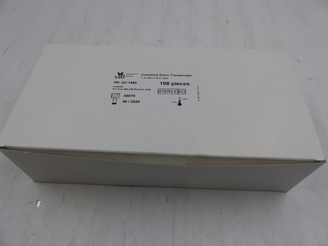 QTY 562 * UID UC-1485 COMPLIANT GLASS TRANSPONDER 1.4MMX8.5MM MICROCHIP ...