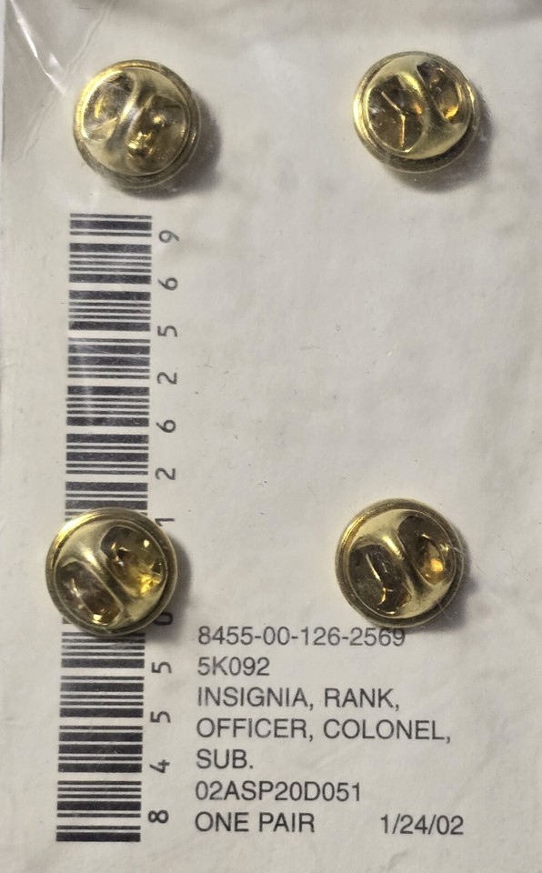 US Air Force ARMY Officer Rank SUBDUED USAF full bird Colonel Rank ...