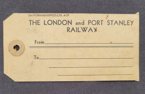VINTAGE 1951 LONDON and PORT STANLEY RAILWAY BAGGAGE TAG EX COND 22 | eBay
