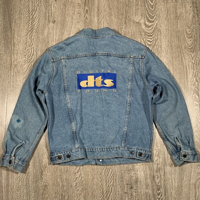 Vintage DTS Digital Sound Denim Trucker Jacket BLUE LARGE | eBay