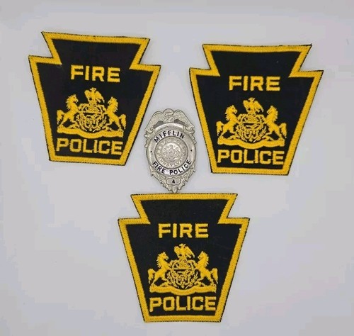 Vintage PA Police Fire Department Metal Badge Firefighter And Patches ...