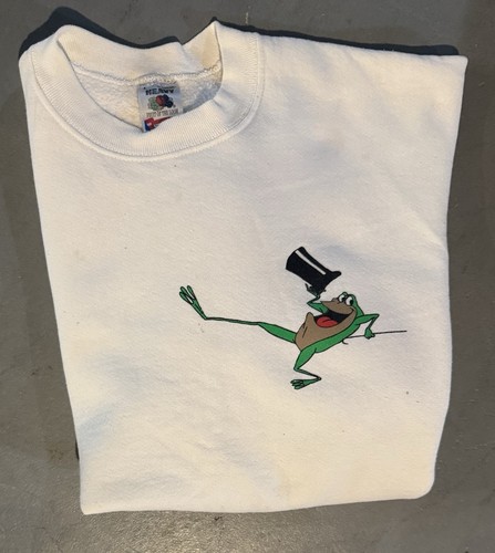 Michigan J Frog WB White Sweatshirt Screen Printed LARGE | eBay