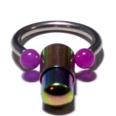 1 Custom Rainbow 8g Vibrating Prince Albert Frenum Ring VCH 2 Batteries ...