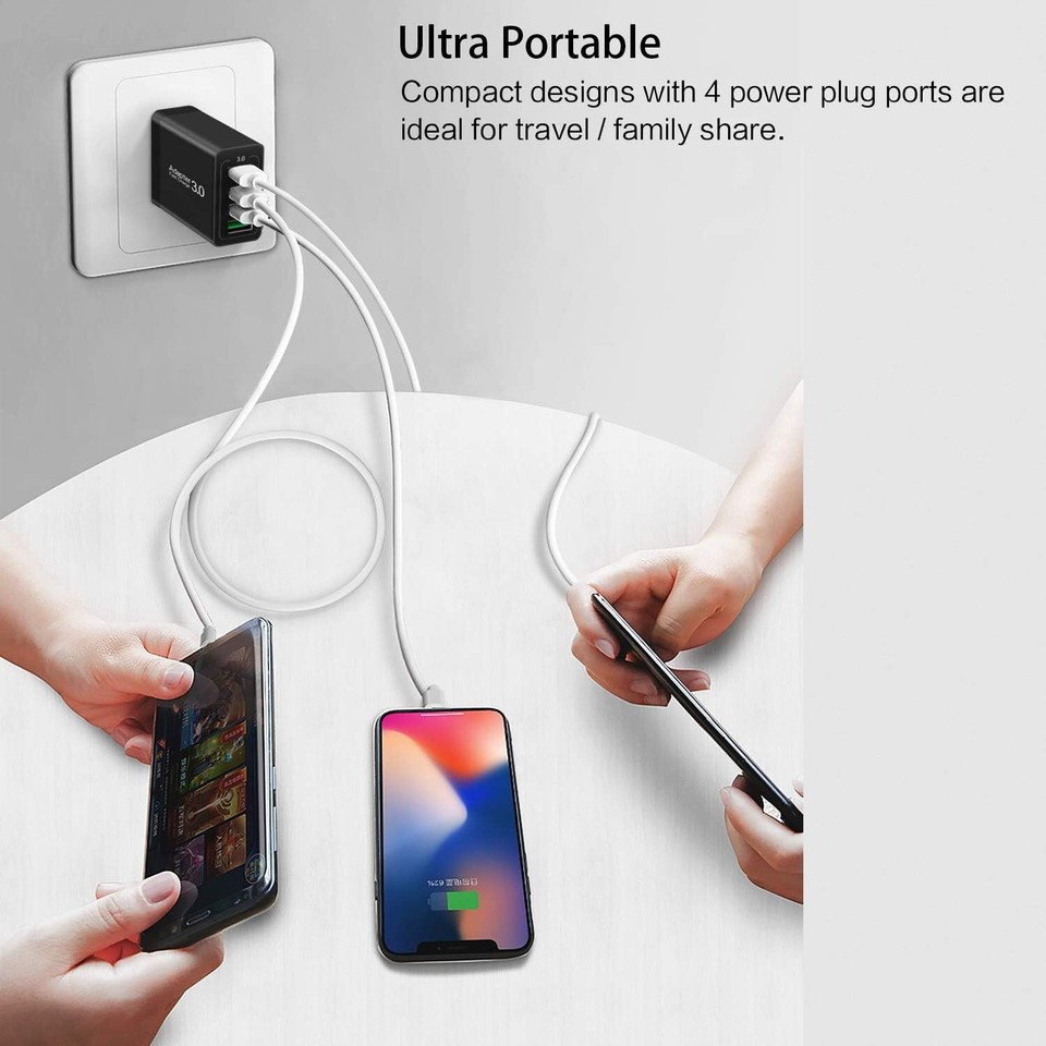 Ulti Charge Multivoltz Fast Charger Quick Charging 3.0 4-Port 40W USB ...