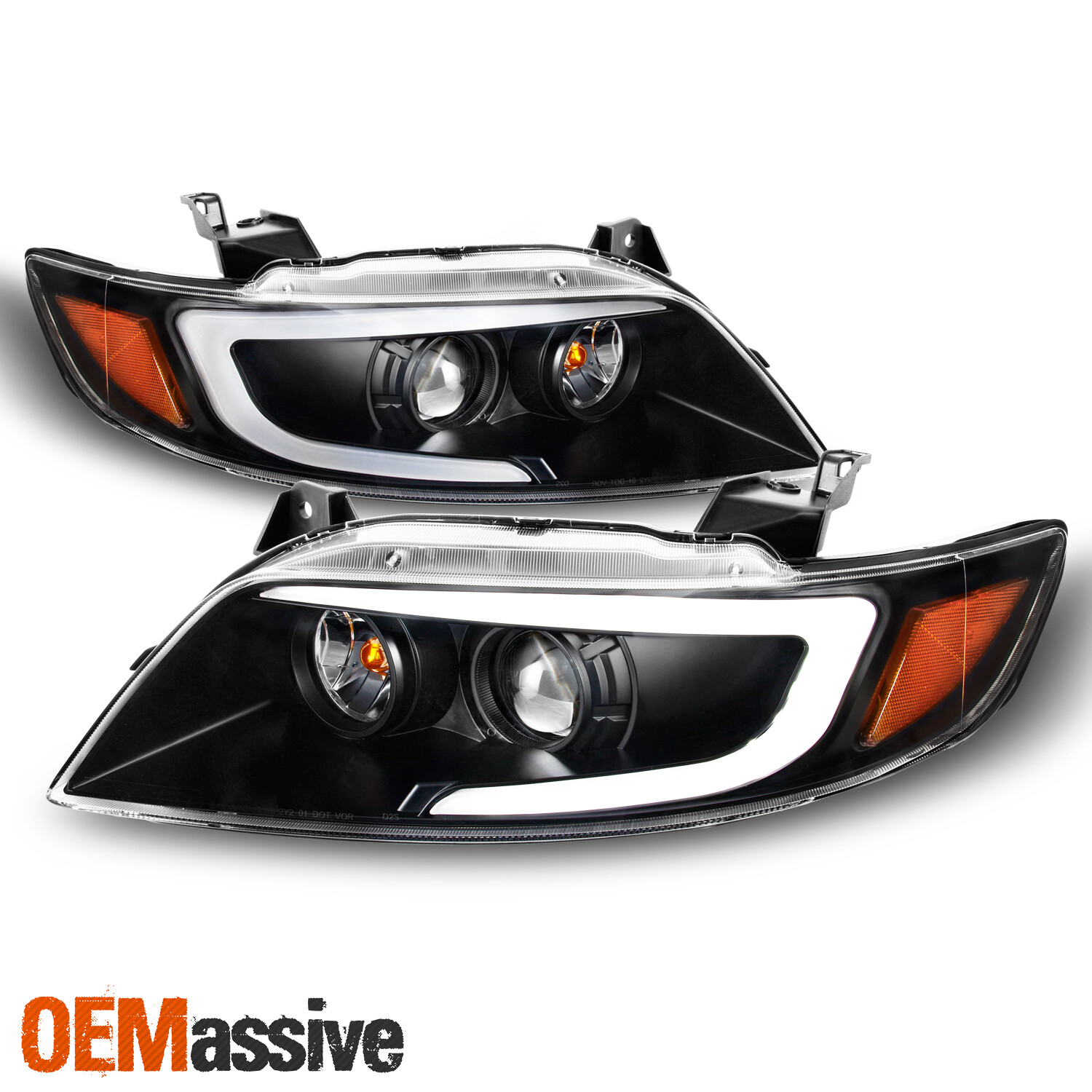 [SWITCHBACK Turn Signal]Fit 2003-08 FX35 FX45 Black DRL LED Projector ...