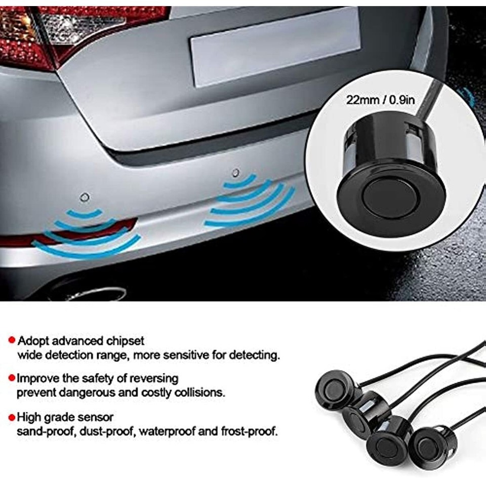 Parking 4 Sensors Car Reverse Backup Rear Buzzer Radar System Kit Sound ...
