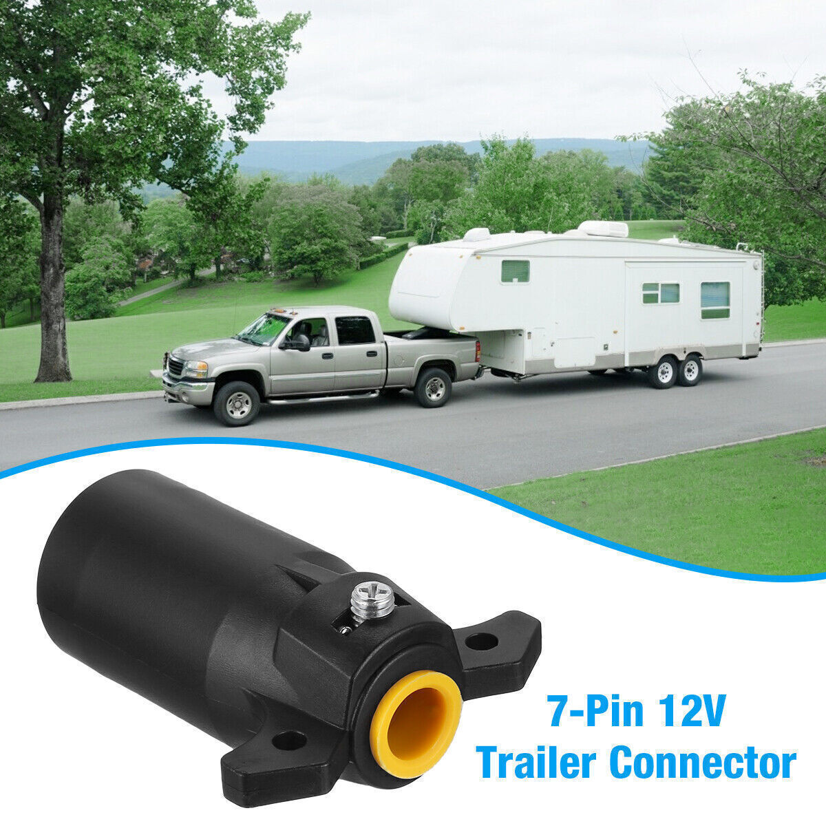 7 Way Round RV Style Trailer Light Plug Connector Replacement End Blade ...