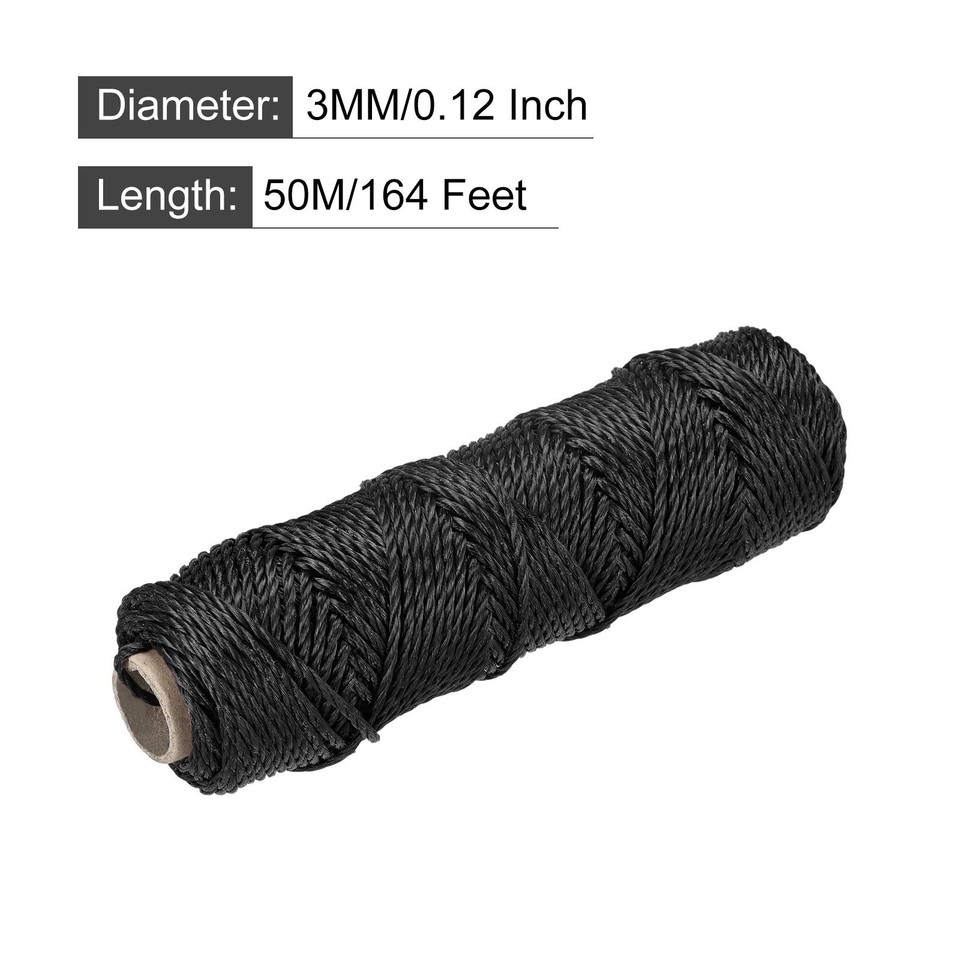 Twisted Nylon Mason Line Black 50M/164 Feet 3MM Dia for DIY Projects | eBay