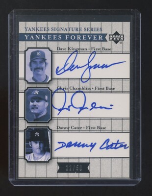 2003 UD YANKEES FOREVER TRIPLE AUTO /50 DAVE KINGMAN-DANNY CATER-CHRIS ...