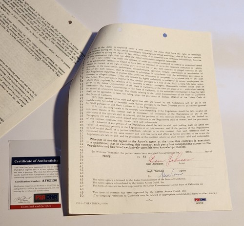 Ben Johnson Signed Contract PSA DNA Autograph Auto Actor The Wild Bunch ...