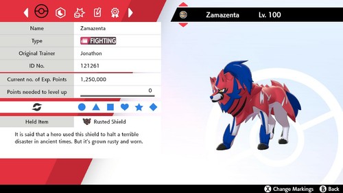 Pokemon Sword/Shield 6IV ZAMAZENTA w/ RUSTED SHIELD (Adamant Nature ...