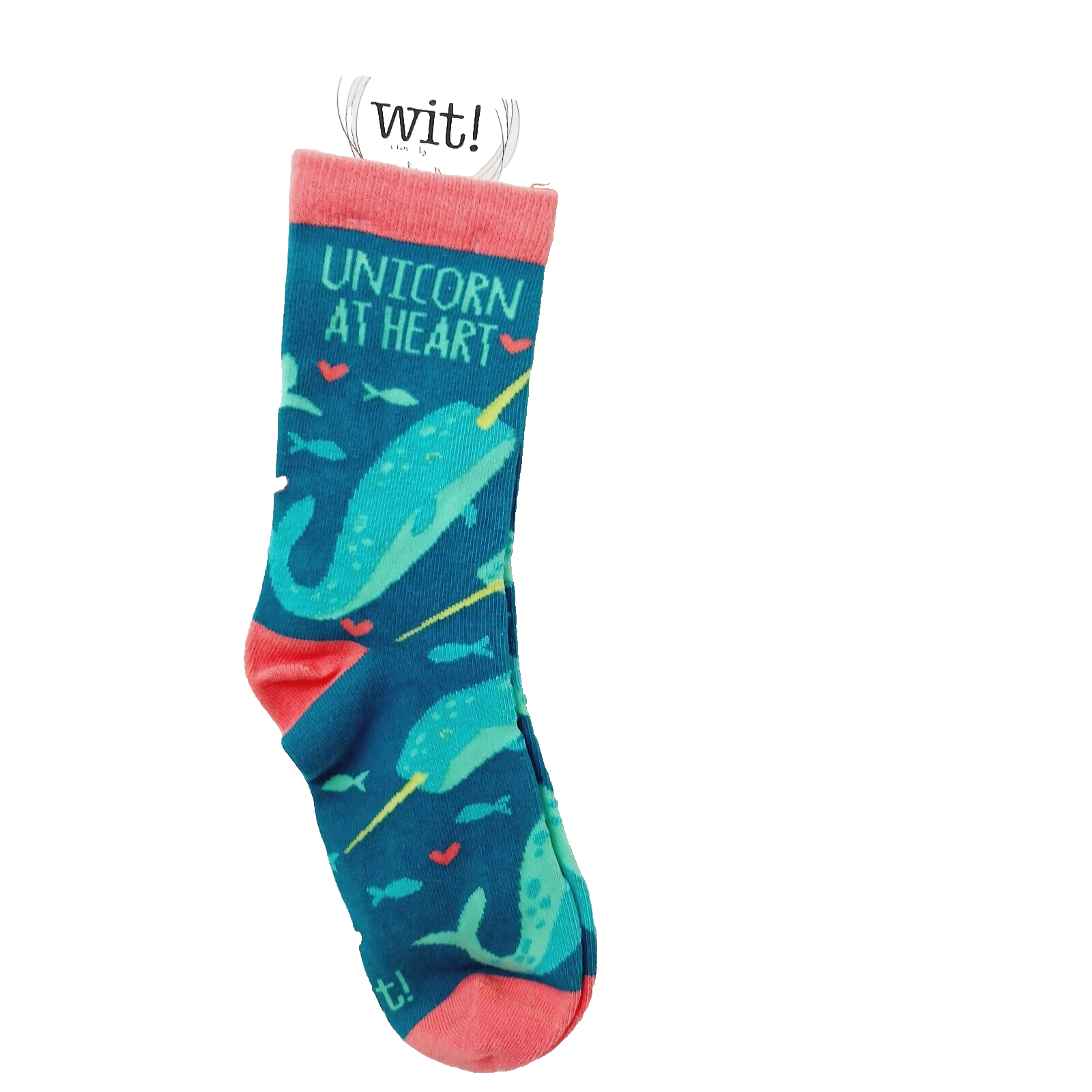 Women Boy Crew Sock Wit! Unicorn Heart Narwhal Whale Ocean Blue WILL ...