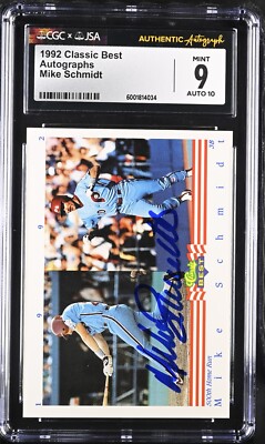 1992 CLASSIC BEST AUTOGRAPHS MIKE SCHMIDT AUTO CGC 9 JSA AUTO 10 | eBay