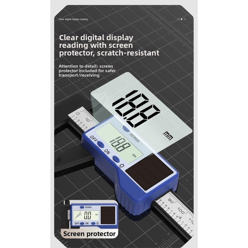 Dual Power Solar Digital Caliper 0150mm Plastic Measuring Tool with LCD ...