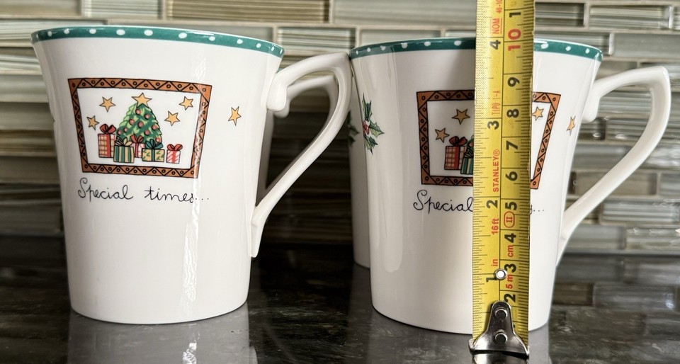 Set Of 4 Mikasa Ultima+ Cups, Fine China HK 713 Christmas Wish, Coffee ...