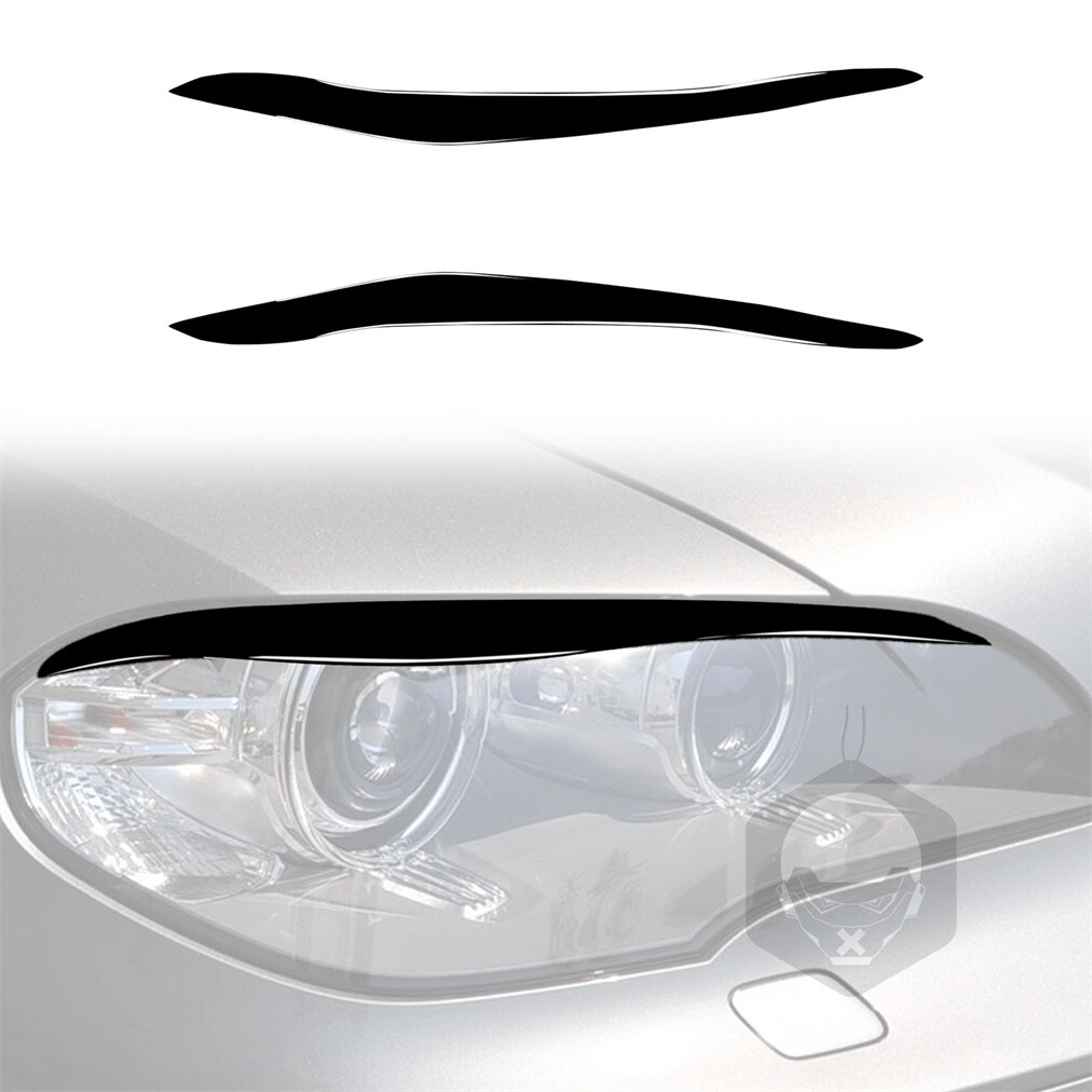 Piano Black Headlight Eyelid Eyebrow Cover Trim For BMW X5 E70 2010 ...