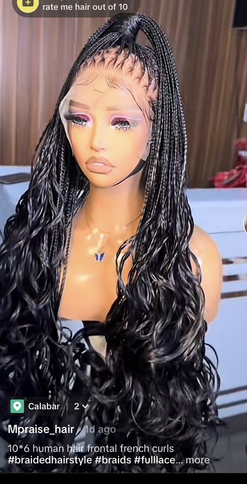 AFRICAN BRAIDED CONROW WIG ON 13*6 LACE CLOSURE BLACK MIXED WITH BLUE ...